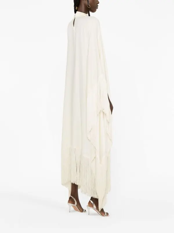 TALLER MARMO Long-sleeve Fringed Midi Dress - Neutrals
