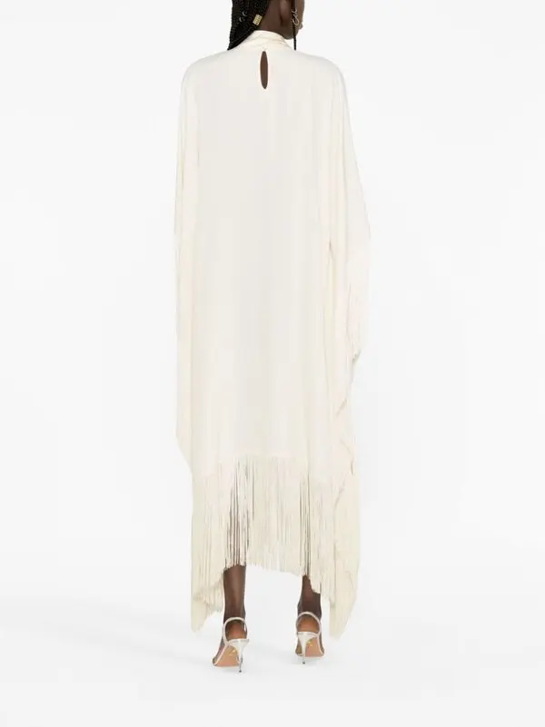 TALLER MARMO Long-sleeve Fringed Midi Dress - Neutrals