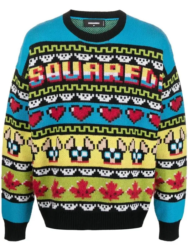 Dsquared2 Jacquard Crew Neck Jumper - Blue