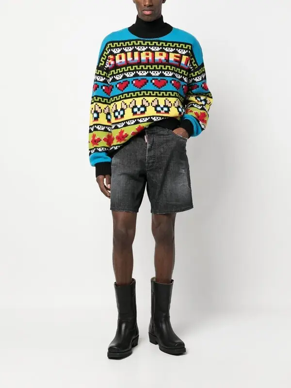 Dsquared2 Jacquard Crew Neck Jumper - Blue