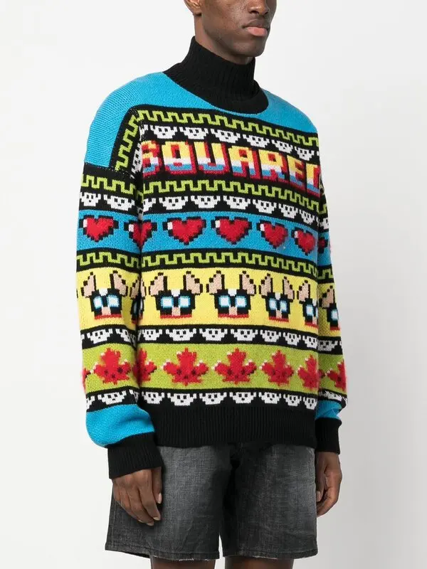 Dsquared2 Jacquard Crew Neck Jumper - Blue