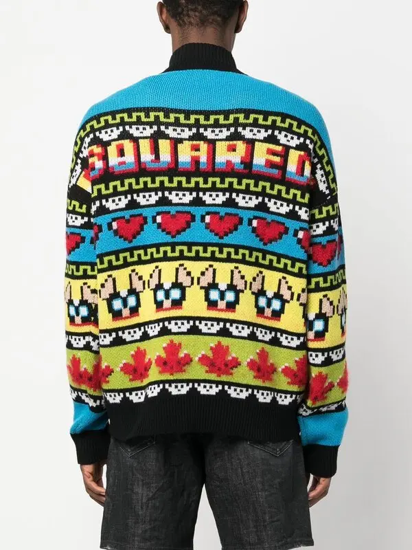 Dsquared2 Jacquard Crew Neck Jumper - Blue