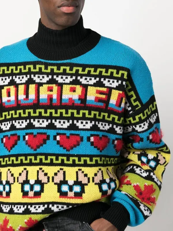 Dsquared2 Jacquard Crew Neck Jumper - Blue