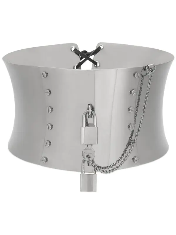 Dolce & Gabbana Padlock Detail Corset Belt - Silver