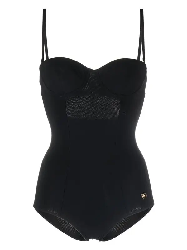 Dolce & Gabbana Logo-plaque Swimsuit - Black