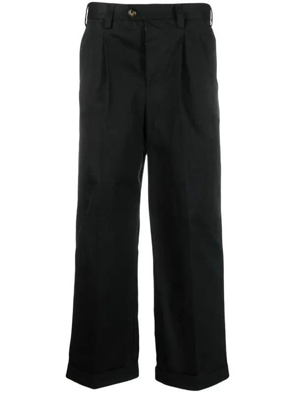 PT TORINO Pleated Cropped Trousers - Black