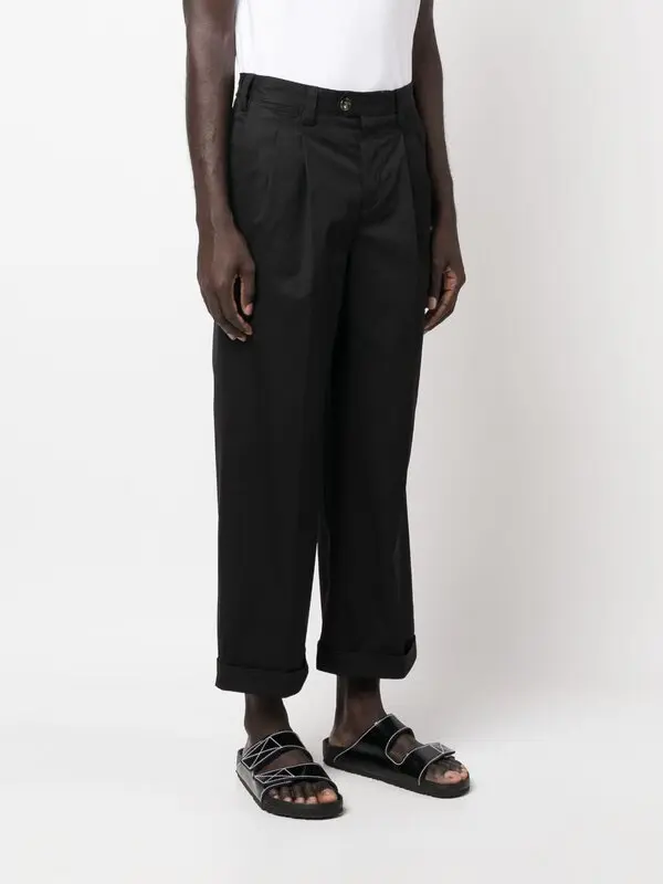 PT TORINO Pleated Cropped Trousers - Black