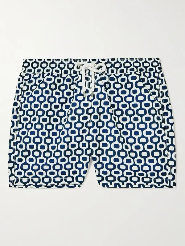 Frescobol Carioca Slim-fit Short-length Printed Recycled Swimshorts - Blue