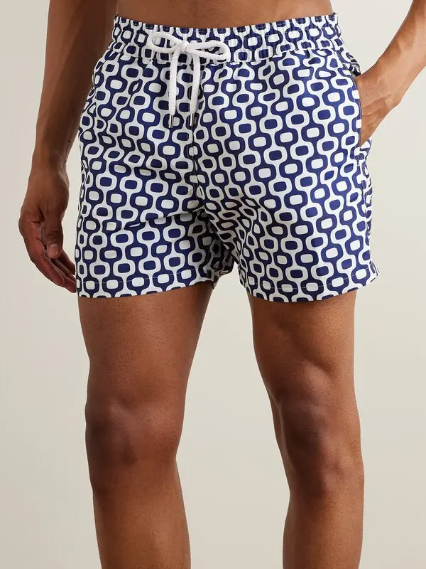 Frescobol Carioca Slim-fit Short-length Printed Recycled Swimshorts - Blue