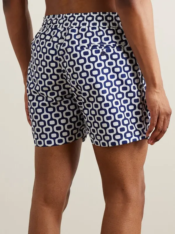 Frescobol Carioca Slim-fit Short-length Printed Recycled Swimshorts - Blue