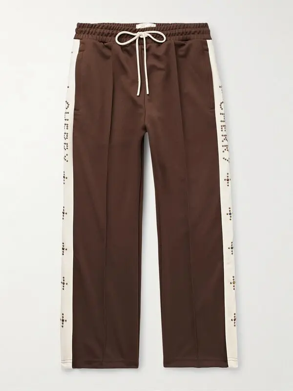 CHERRY LOS ANGELES Straight-leg Embellished Striped Tech-jersey Track Pants - Brown