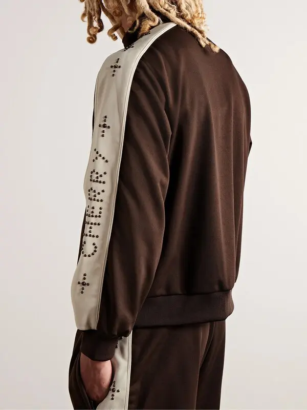 CHERRY LOS ANGELES Embellished Striped Tech-jersey Track Jacket