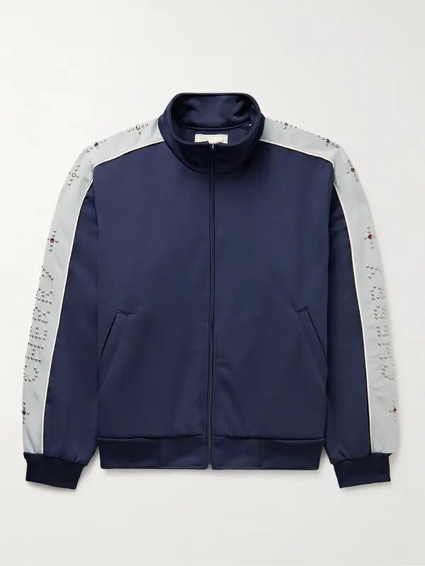 CHERRY LOS ANGELES Embellished Striped Tech-jersey Track Jacket - Blue