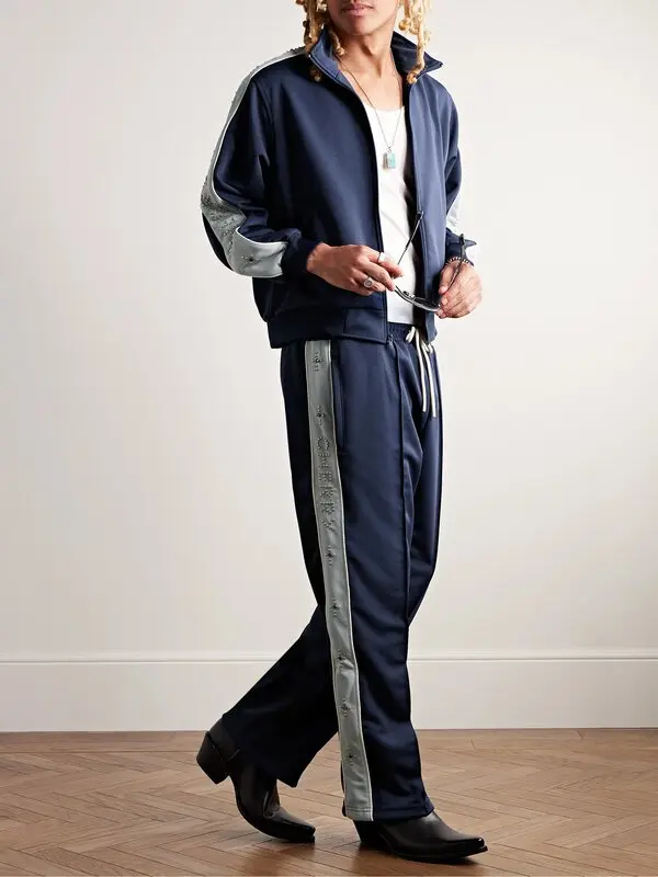 CHERRY LOS ANGELES Embellished Striped Tech-jersey Track Jacket