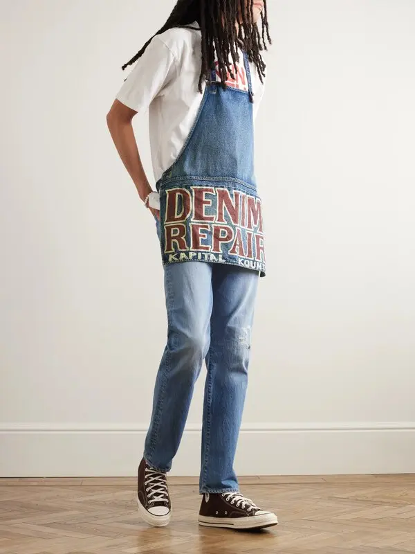 Kapital Logo-Print Denim Apron - Blue | Editorialist