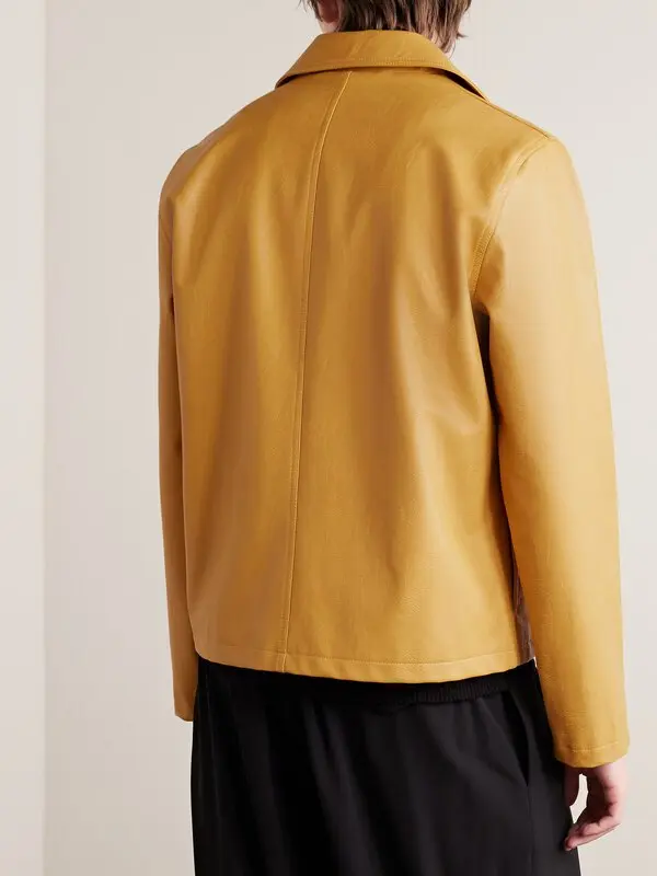 SéFr Truth Faux Leather Jacket In Yellow - 50% Off | Editorialist