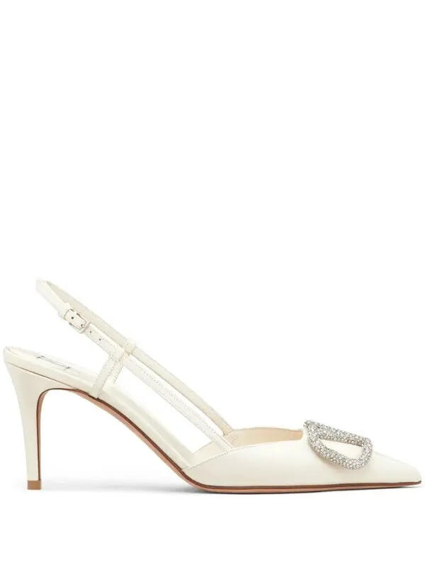 Valentino Garavani Vlogo Signature Slingback Pumps 80mm - White