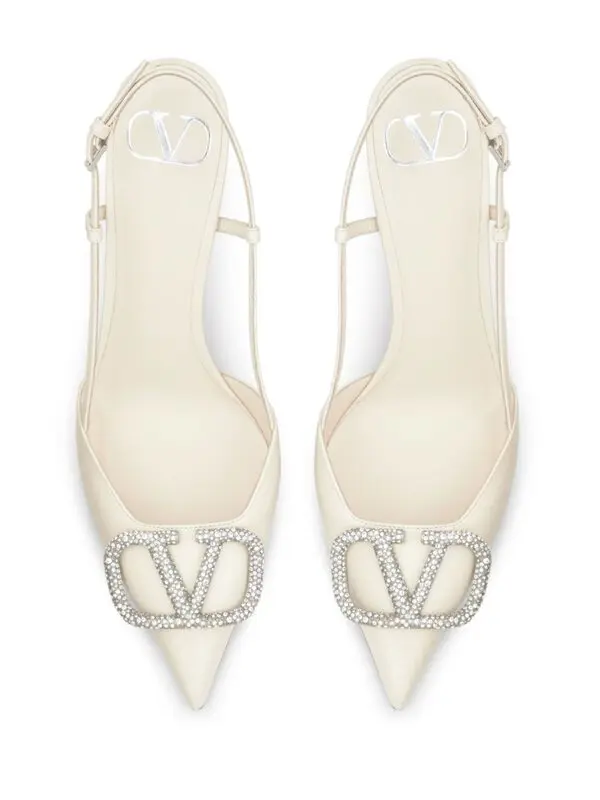 Valentino Garavani Vlogo Signature Slingback Pumps 80mm - White