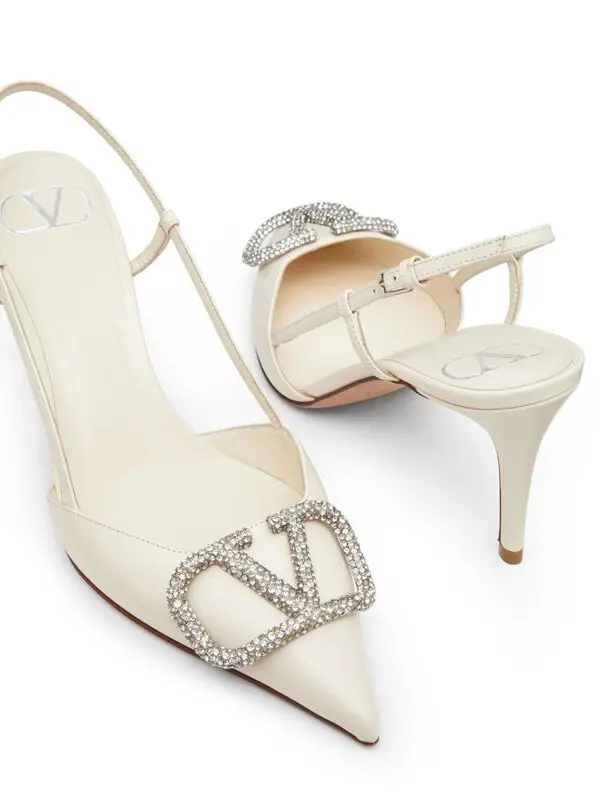 Valentino Garavani Vlogo Signature Slingback Pumps 80mm - White