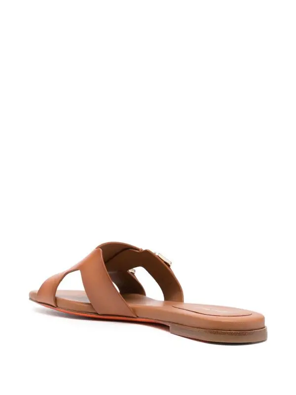 Santoni Double-buckle Leather Sandals - Brown