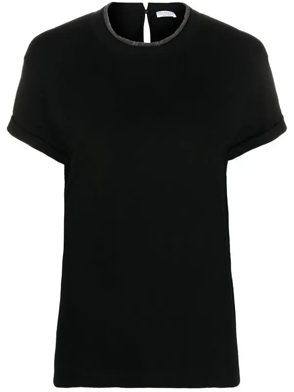 Brunello Cucinelli Brass-embellished Crew-neck T-shirt - Black