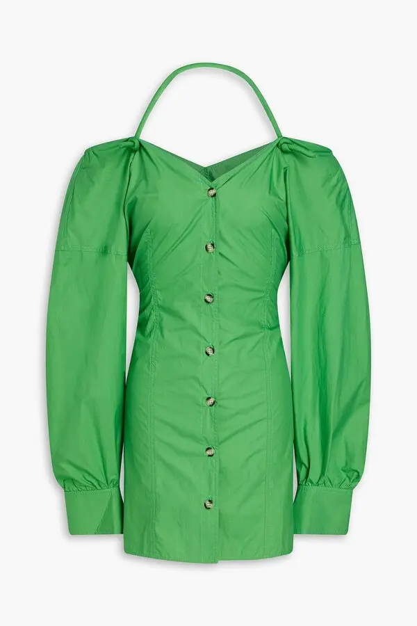 green emerald velvet dress Cobee - Ribbed Jersey and Slip Satin Dress main image 0