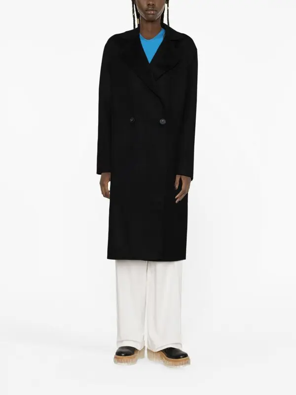 Stella McCartney Double-breasted Wool Coat - Black