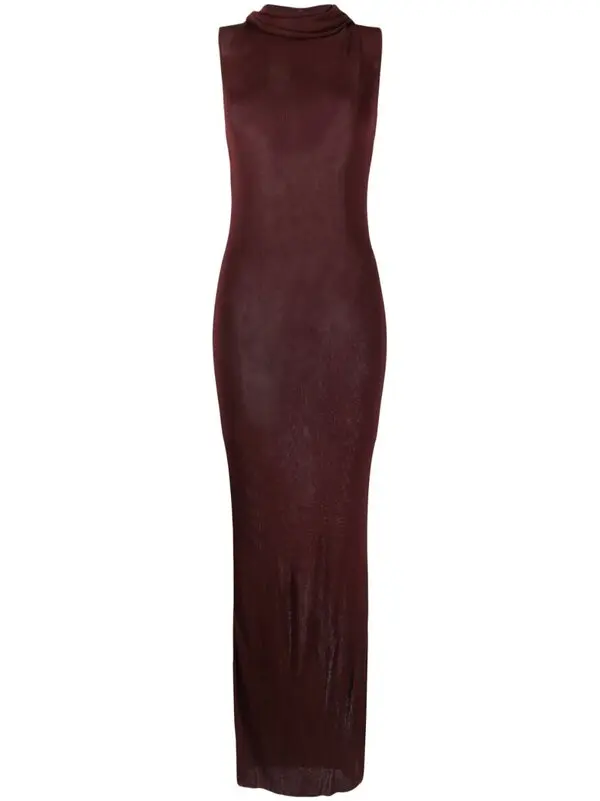 Saint Laurent Hooded Maxi Dress - Red