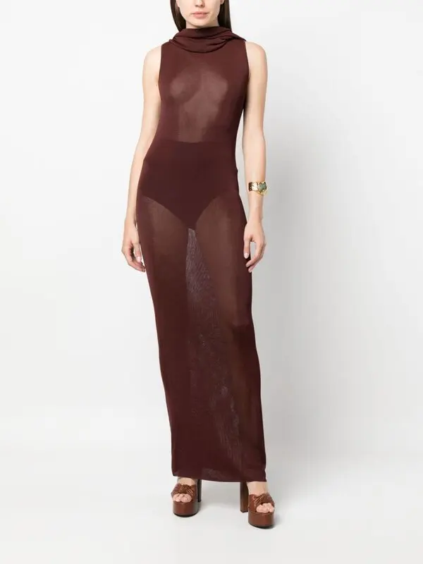 Saint Laurent Hooded Maxi Dress - Red