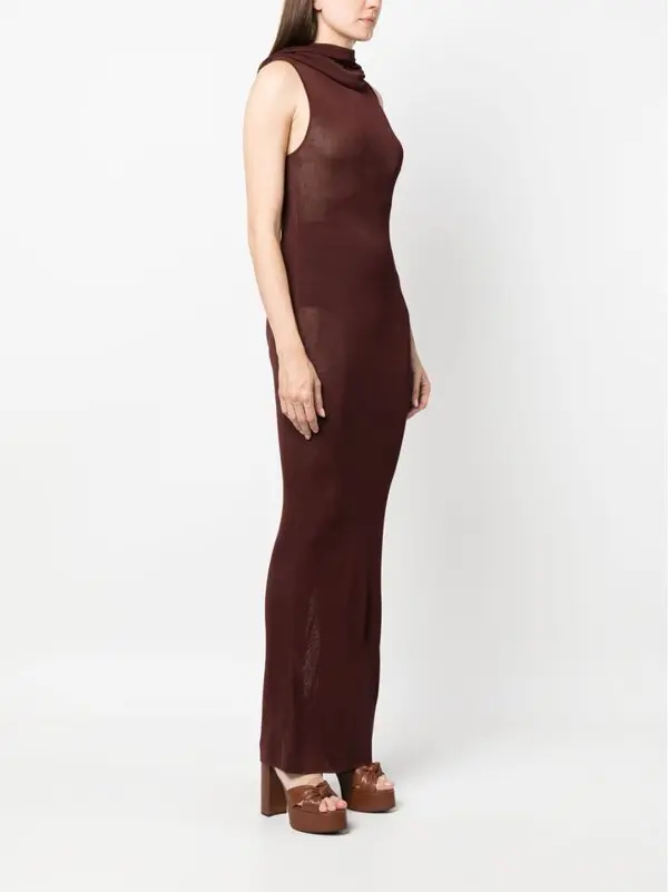 Saint Laurent Hooded Maxi Dress - Red