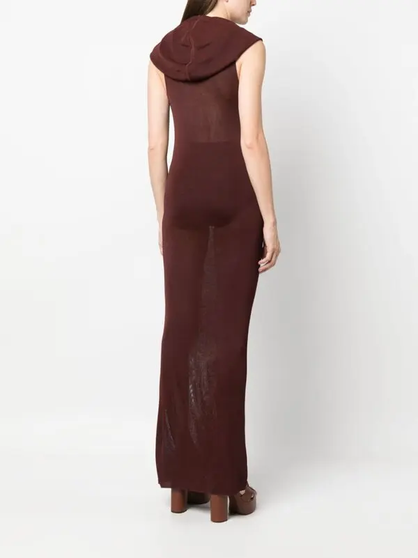Saint Laurent Hooded Maxi Dress - Red