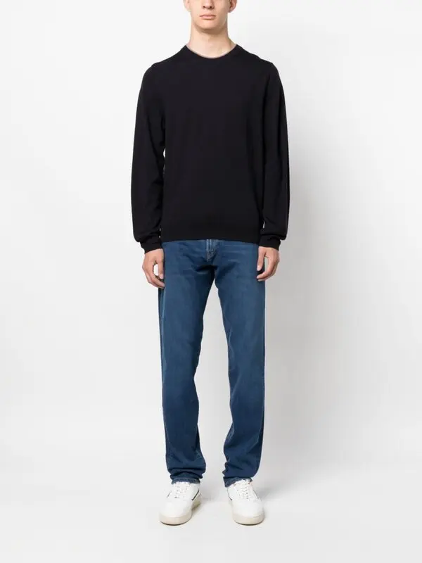 Paul Smith Logo-embroidered Merino Jumper - Blue