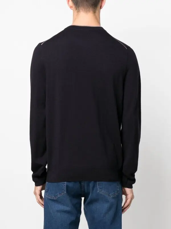 Paul Smith Logo-embroidered Merino Jumper - Blue