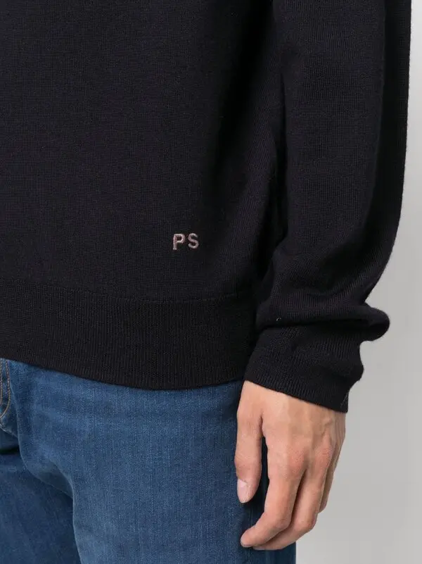 Paul Smith Logo-embroidered Merino Jumper - Blue