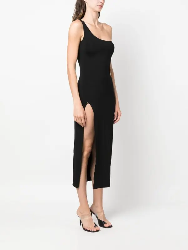 NISSA One-shoulder Cut-out Midi Dress - Black