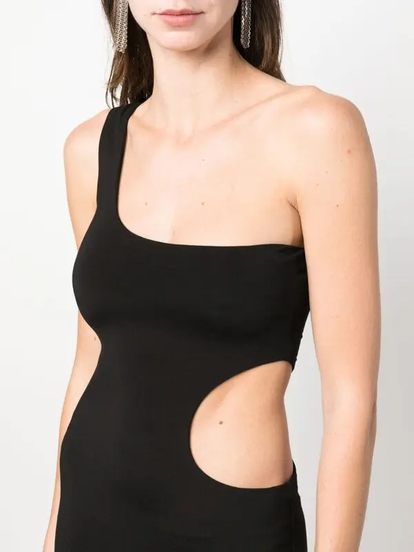 NISSA One-shoulder Cut-out Midi Dress - Black