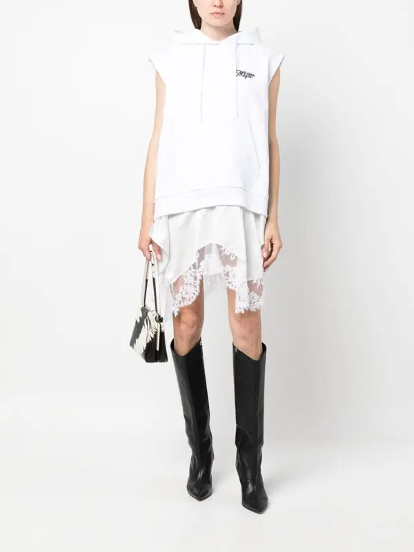 MSGM Logo-print Lace-trim Minidress