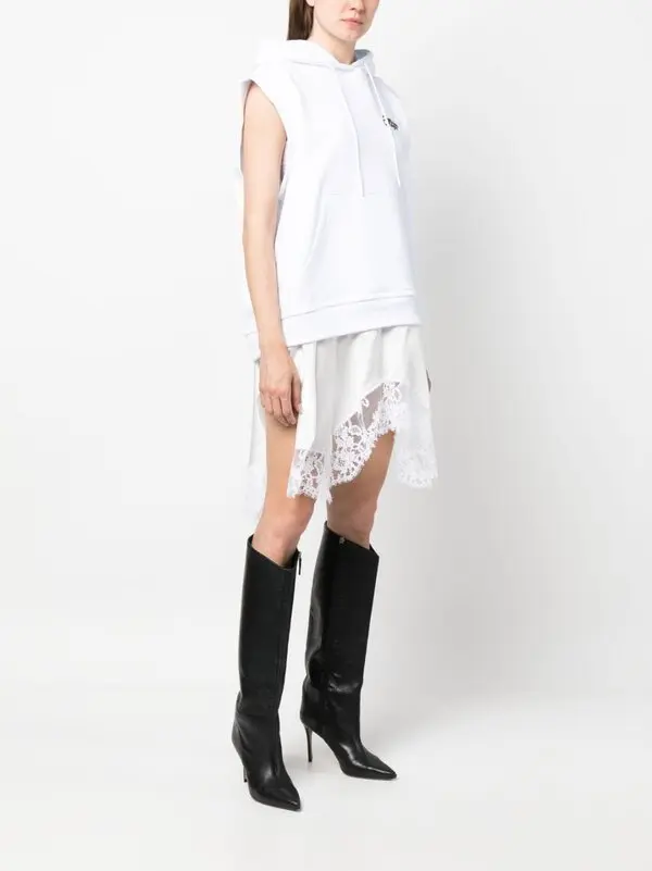 MSGM Logo-print Lace-trim Minidress