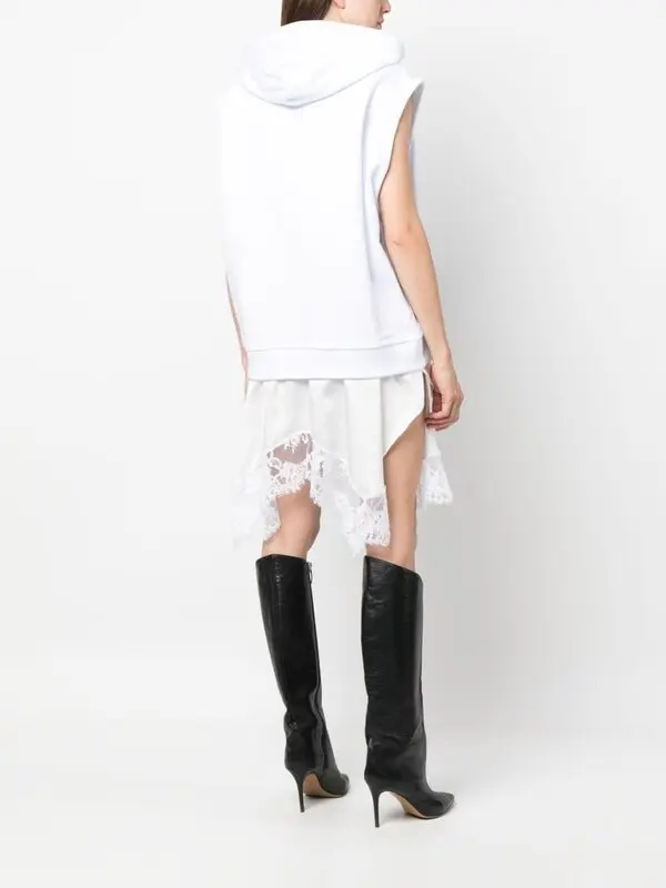 MSGM Logo-print Lace-trim Minidress