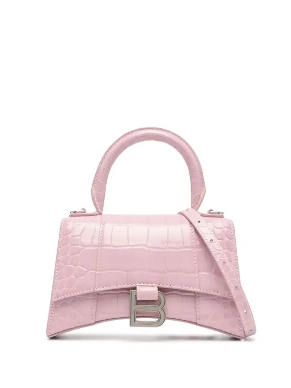Balenciaga Xs Hourglass Leather Tote Bag - Pink