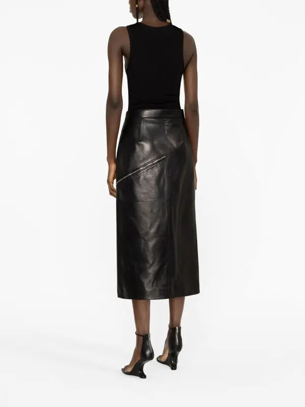 Alexander McQueen Side-slit Leather Midi Skirt