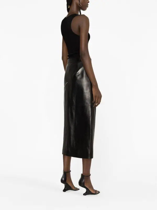 Alexander McQueen Side-slit Leather Midi Skirt