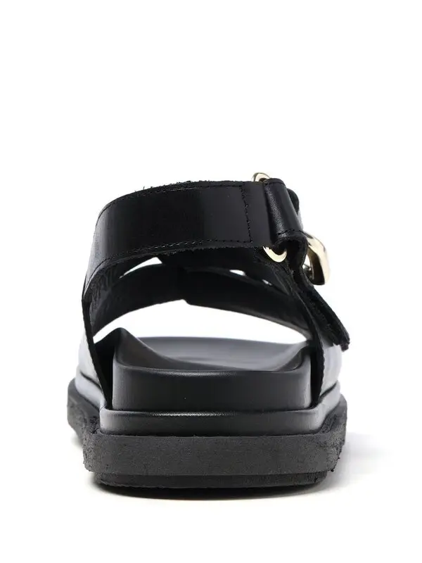 ALOHAS Harper Leather Flat Sandals - Black