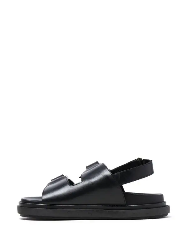 ALOHAS Harper Leather Flat Sandals - Black