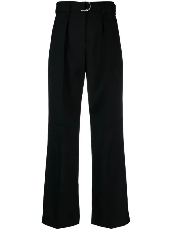 JIL SANDER Belted-waist Wide-leg Trousers - Black