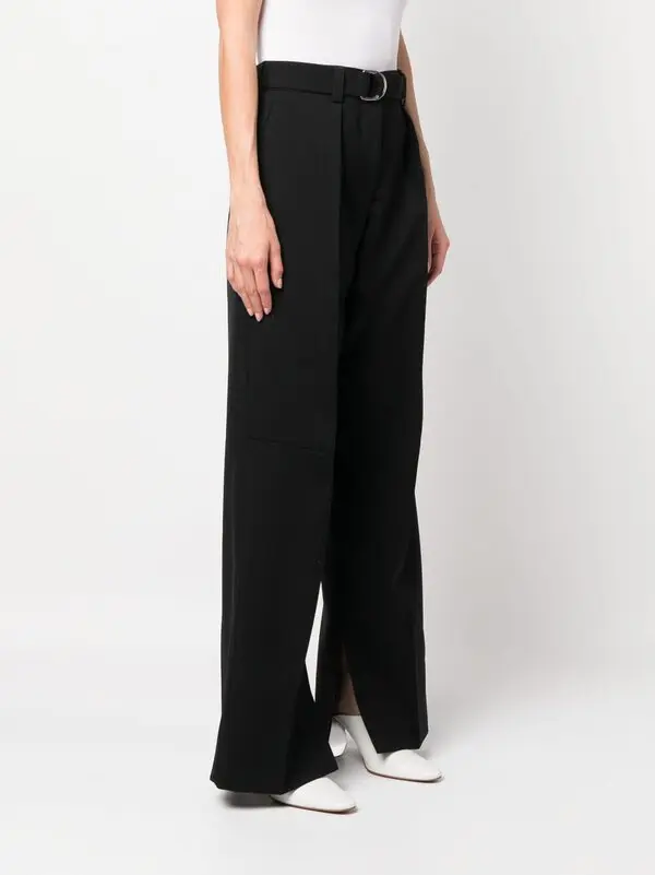 JIL SANDER Belted-waist Wide-leg Trousers - Black