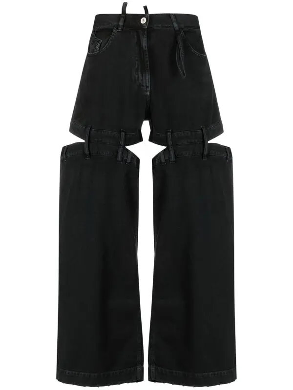 Attico Cut-out Wide-leg Jeans