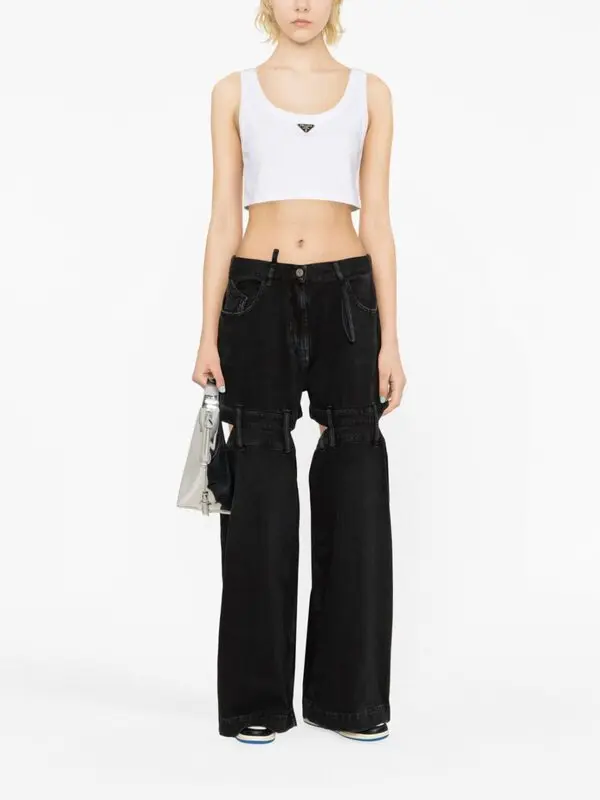 Attico Cut-out Wide-leg Jeans