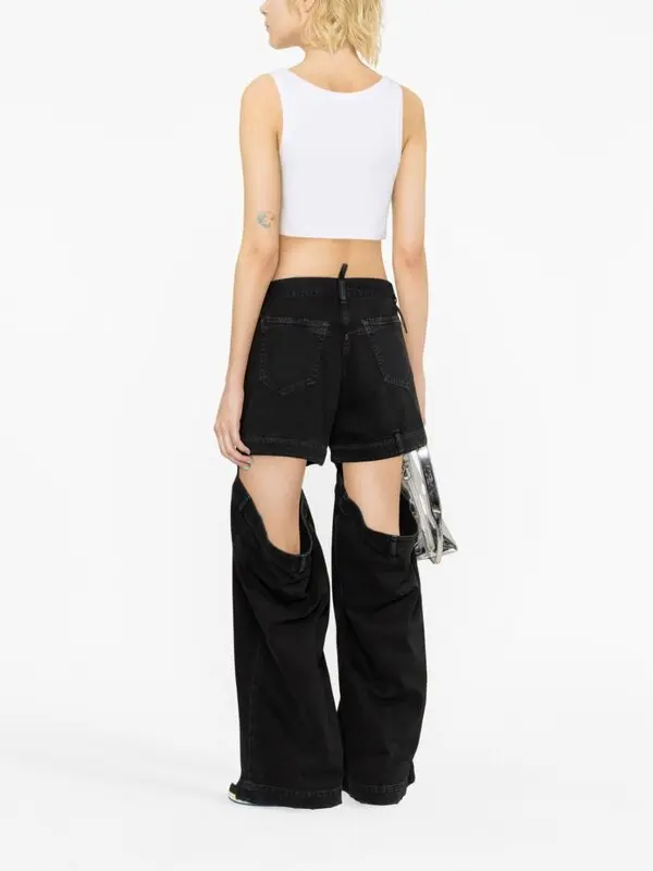Attico Cut-out Wide-leg Jeans
