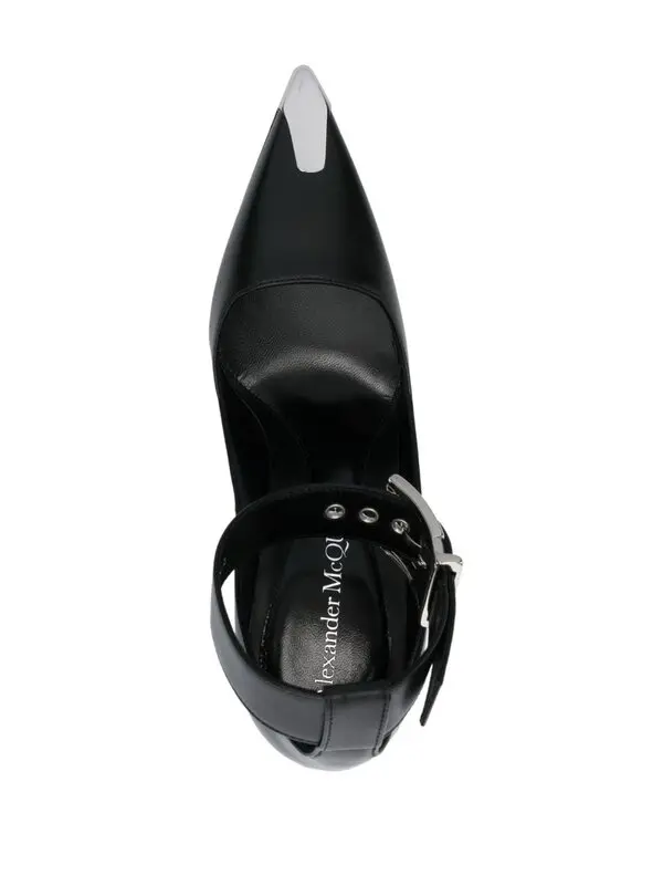 Alexander McQueen Metal-toecap 100mm Leather Pumps